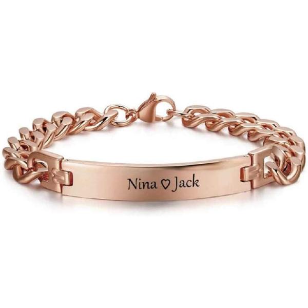 商品名OBTIAN Personalized 925 Sterling Silver Mens ID Bracelets Bangle Gold Curb Link Chain Spring Closure Customize Name D...