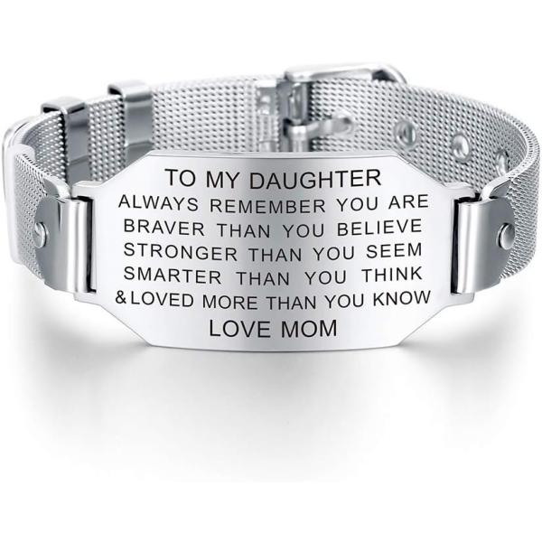 商品名FALOGIJE to My Daughter Always Remember You are Braver Girls インスピレーショナルブレスレット ママとパパからの愛ギフトFALOGIJE To My Daughter Alw...