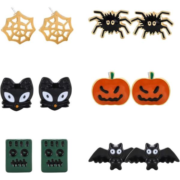商品名NVENF ハロウィンイヤリング スパイダーコウモリ パンプキン ゴーストドロップ ダングルイヤリング ハロウィンテーマパーティードレスアップスタッドイヤリングセット レディース ガールズNVENF Halloween Earring...