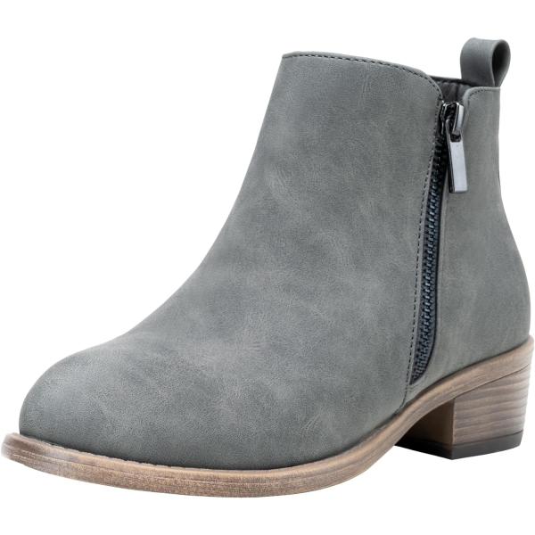 商品名JEOSSY レディース アンクルブーツ 厚手ヒール ローヒールブーツ 女性用 US サイズ: 24Jeossy Women's Ankle Boots Fashion Low Heel Grey Winter Booties for...