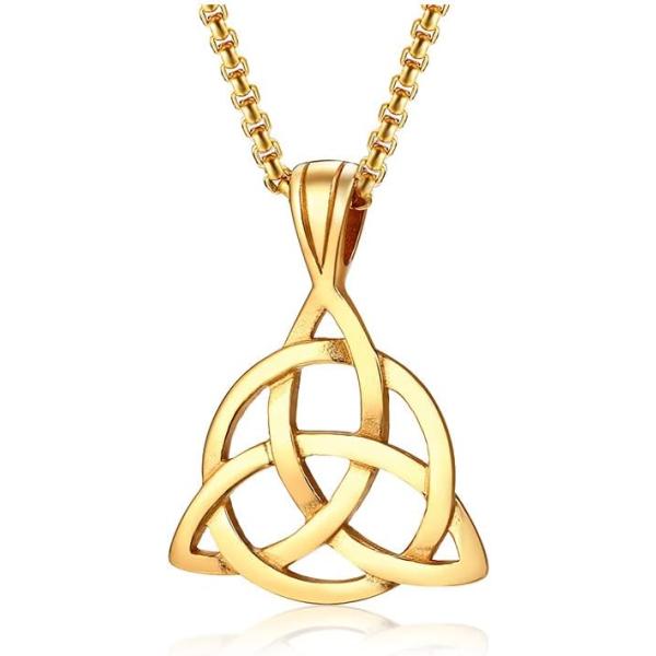 商品名Mealguet ジュエリー ステンレススチール アイリッシュ ケルト トリケトラ トライアングル トリニティノット ペンダント ネックレス メンズ 24インチ ロロチェーンMealguet Jewelry MEALGUET Stai...