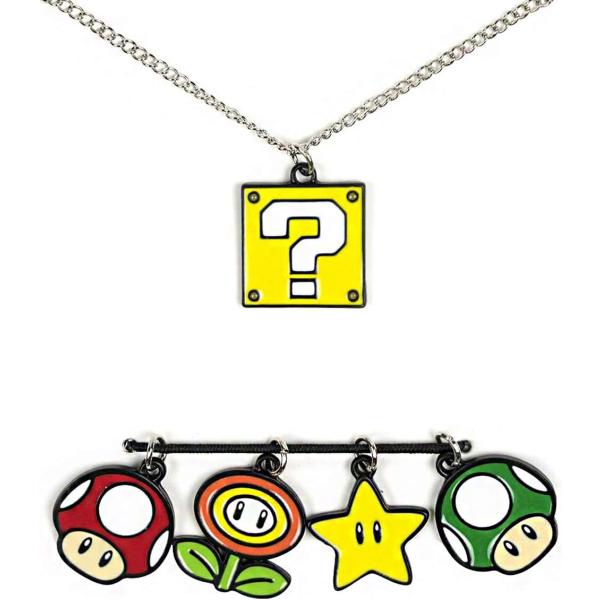 商品名任天堂ネックレスセット - スーパーマリオ, エナメルメタル。Nintendo Necklace Set - Super Marioブランド：Bioworld商品サイズ：高さ：1 cm横幅：8.9 cm奥行：12.4 cm重量：221...