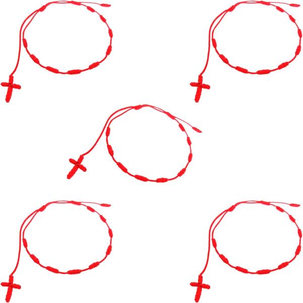 商品名YouU ハンドメイド ロザリオ クロスブレスレット Pulseras Decenarios 5個セット, 8.5 inches, ナイロン, 宝石なし。YouU Set of 5 Handmade Rosary Cross Brac...