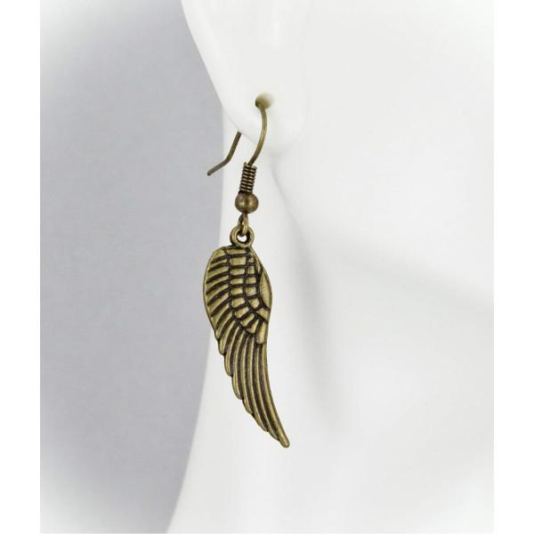 商品名Bronze Angel Wings Earrings For Women Set Dark Gold Small Double Sided Lightweight 1.75"" Longブランド：Wholesale Fashion ...
