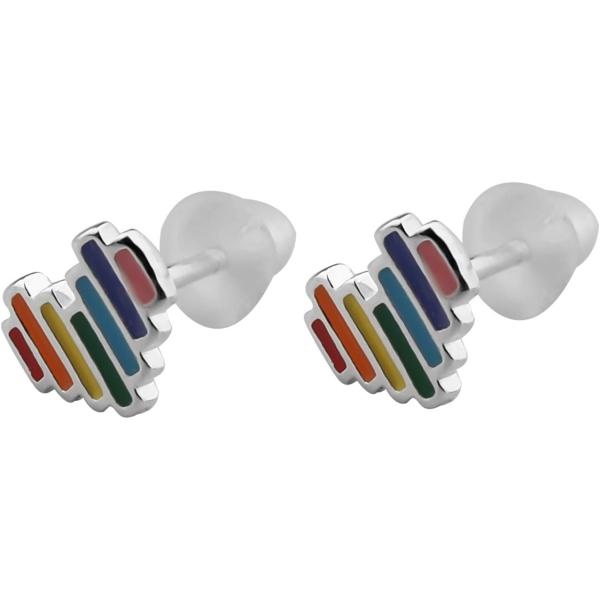 商品名bobauna 繊細でカラフルなレインボーハートスタッドピアス LGBT プライドジュエリー ゲイ&amp;レズビアンプライドへのギフトbobauna Delicate Colorful Rainbow Heart Stud Earr...