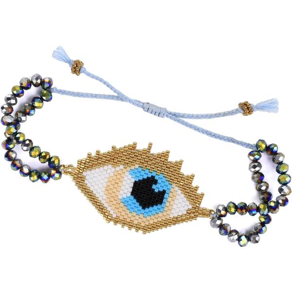商品名KELITCH Bohemian Eye Hand Bracelets Miyuki Beads Handmade Women Crystal Friendship Bracelets (Gold White)ブランド：KELITCH...