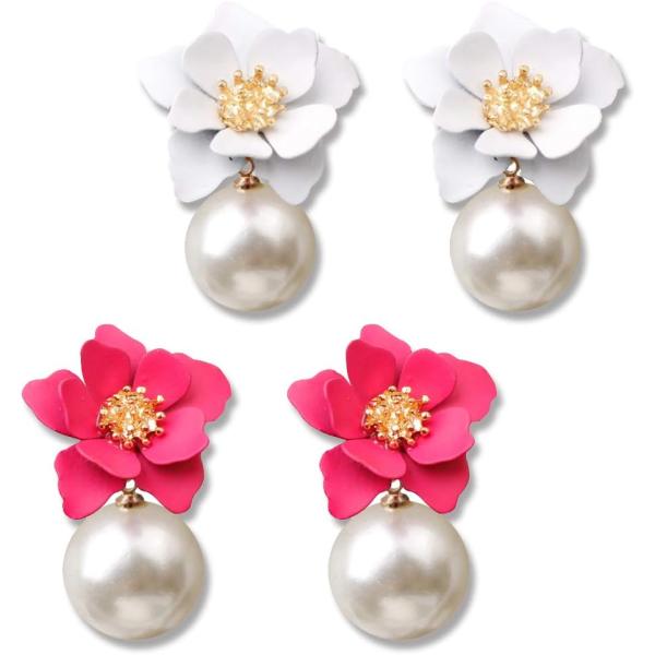 商品名D.Rosse シックなボヘミアンマットフラワーステートメントスタッドイヤリングセット ゴールドフラワーバッド付き レディース 姉妹 お母さん 恋人 友人2 Pairs Chic Boho Matte Flower Statement...