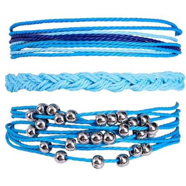 商品名ボヘミアン フレンドシップ ブレスレット セット ビーチ 防水 ストリング オーシャンサーファー ビーズ ジュエリー 調節可能 編組ロープ ストリング サボテン ブレスレット ボーホー ストレッチ ハンドメイド 織り ブレスレット テ...