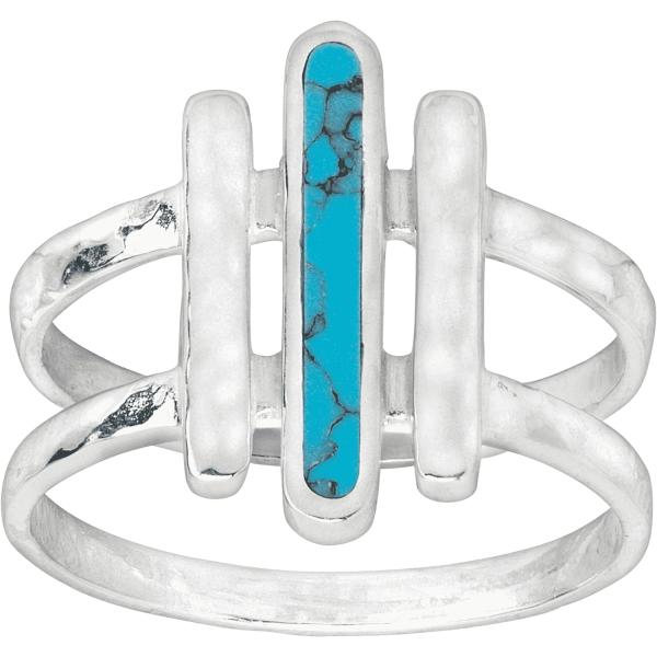 商品名Silpada 'Strait To It' 圧縮ターコイズ 3バーリング スターリングシルバー, ターコイズ,Silpada 'Strait To It' Compressed Turquoise Three-Bar Ring in...