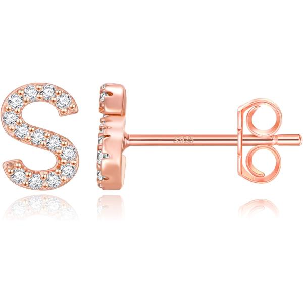 商品名キュービックジルコニア アルファベット イニシャルイヤリング ガールズ 14Kホワイトゴールド キュービックジルコニア イニシャルイヤリング CZ 模造ダイヤモンド スタッドイヤリング ファッション アルファベット文字 イニシャルイヤ...