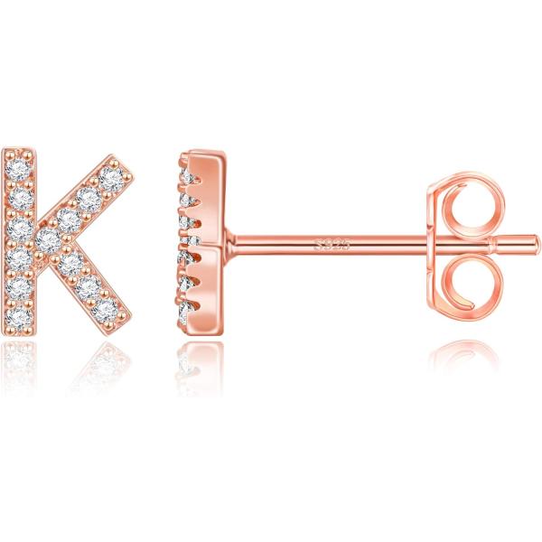 商品名MONOOC イニシャルスタッドピアス 女の子用 - S925スターリングシルバー ポスト キュービックジルコニア スタッドピアス イニシャルイヤリング ガールズ レディース 低刺激性 イヤリング 誕生日 バレンタインデー ギフト 子...