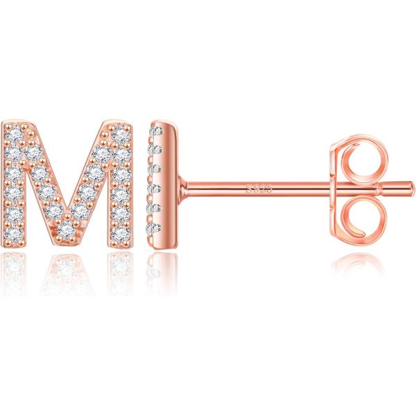 商品名キュービックジルコニア アルファベット イニシャルイヤリング ガールズ 14Kホワイトゴールド キュービックジルコニア イニシャルイヤリング CZ 模造ダイヤモンド スタッドイヤリング ファッション アルファベット文字 イニシャルイヤ...