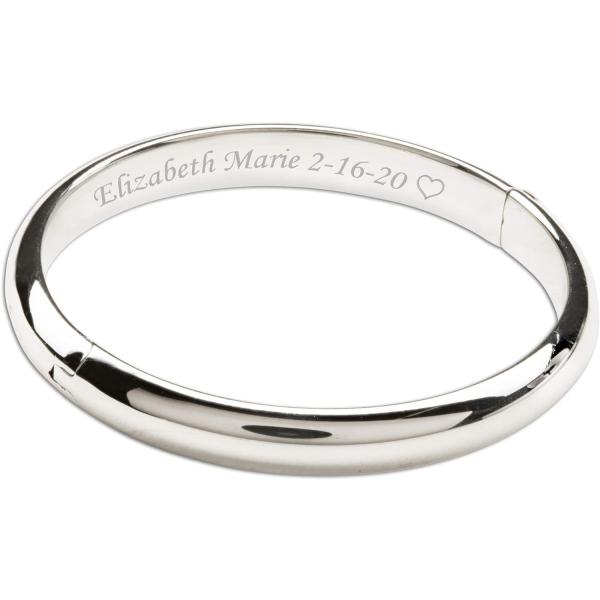 商品名女の子向けベビーバングルブレスレット 14Kゴールドメッキまたはスターリングシルバー カスタマイズ可Precious Pieces Personalized Gift Children's Sterling Silver Classi...