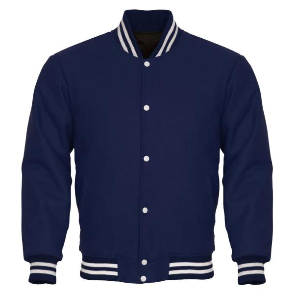 商品名: メンズ オールウール ボンバースタイル レターマン ベースボールニット リブ ヴァーシティジャケット US サイズ: Large カラー: ブルー Men's All Wool Bomber Style Letterman Bas...