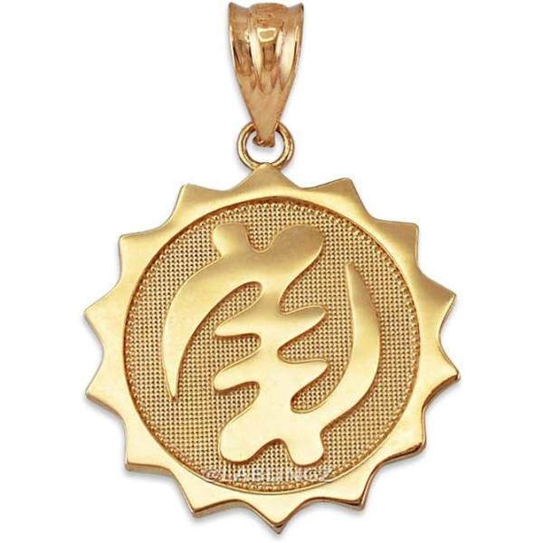 商品名10K イエローゴールド アフリカン アディンクラ Gye Nyame メダリオンペンダントネックレス, 金属, NA10K Yellow Gold African Adinkra Gye Nyame Medallion Pendan...