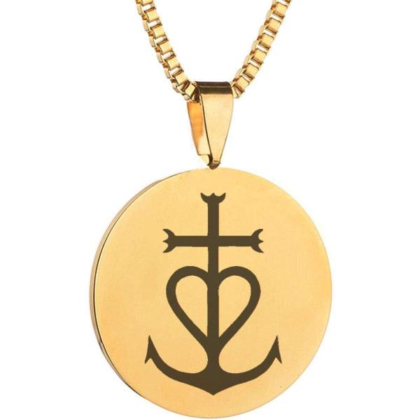 商品名Dacai Gold Plated Faith Hope Charity Anchor Heart Stainless Steel Cross of Camargue Gardians Pendant Necklaceブランド：Dac...