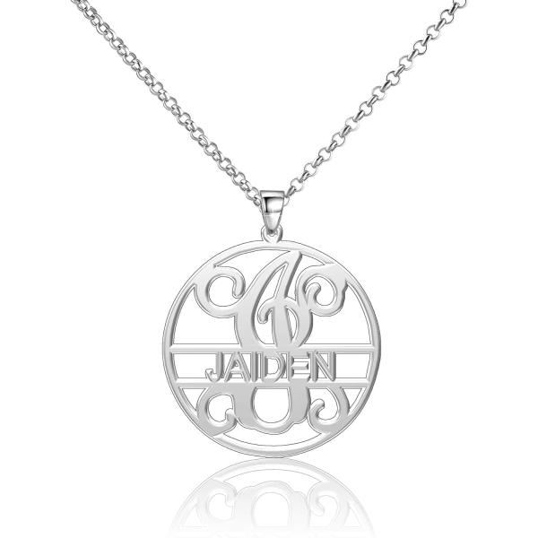 商品名Jaiden ネックレス イニシャルネックレス スターリングシルバー パーソナライズモノグラム文字Moonlight Collections 25mm Jaiden Necklace Initial Necklace Sterling...
