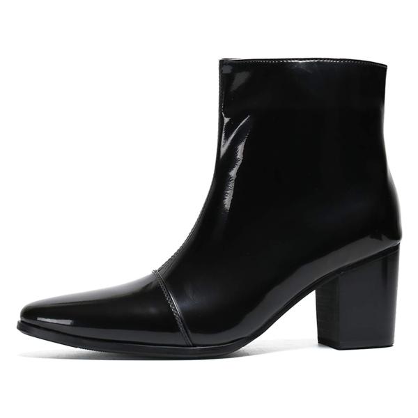 商品名:  Santimon Mens Boots Casual Patent Leather Chelsea Dress Boots Zipper on Side Mid Calf Boots for Men Black 11ブランド: ...