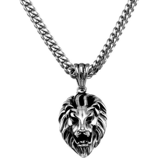 商品名W/W ライフタイムライオンネックレス 18Kゴールド ステンレススチール ヘッドペンダントネックレス メンズ ヒップホップ ラッパー 16mm マイアミステンレススチール キューバリンクチェーン 24インチ ゴールドW/W Life...