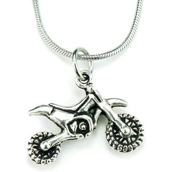商品名ダートバイクネックレス 20インチ ステンレススチールチェーン 3Dダートバイクチャーム付き アンティークシルバー亜鉛合金ペンダント 304ステンレススチールスネークチェーン, 金属Dirt Bike Necklace, 20"" S...