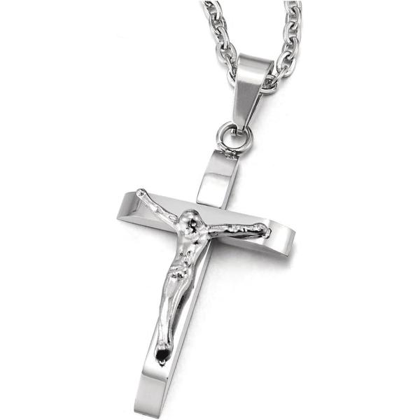 商品名2層 小型 ステンレススチール イエスキリスト 十字架 十字架 ペンダント ネックレス メンズ レディース, 適用なしCOOLSTEELANDBEYOND Small Jesus Christ Crucifix Cross Penda...