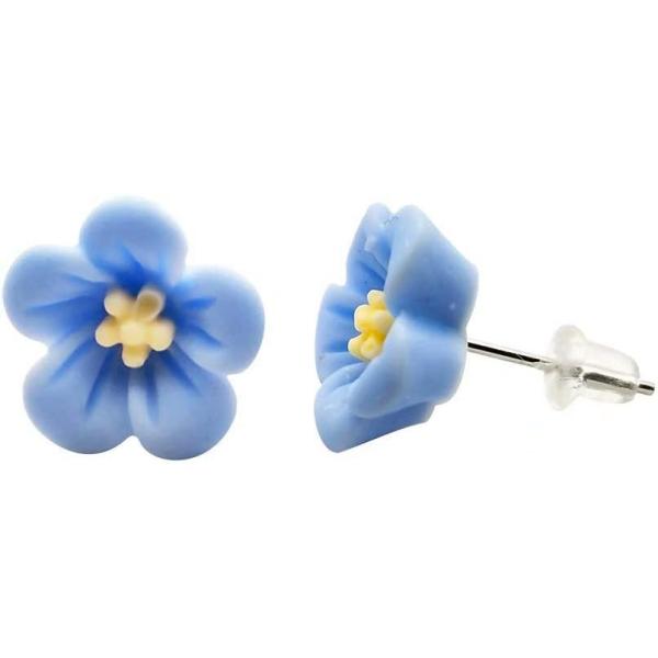 商品名ハンドメイドのフローラルジュエリー「Forget-me-not イヤリング、ブルー「Forget me not Flower」スタッドイヤリング、レディース、ガールズ、彼女へのプレゼントに。 ブルーHandmade Floral Je...