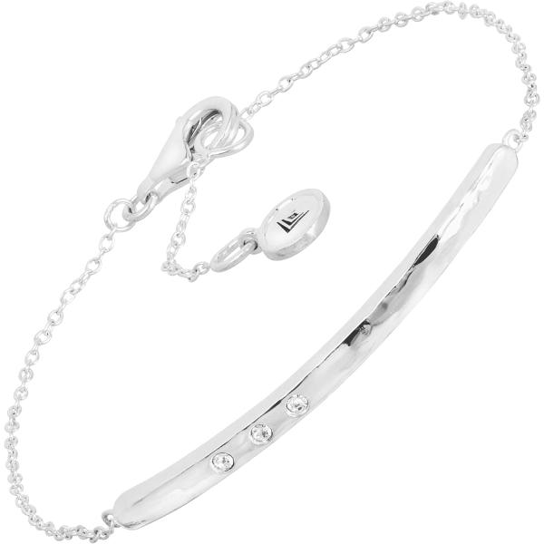 商品名Silpada 「点線」カーブバーチェーンブレスレット スワロフスキークリスタル付き スターリングシルバー 7.5インチSilpada 'Dotted Line' Curved Bar Chain Bracelet with Crys...