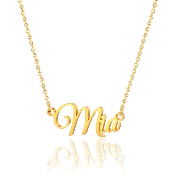 商品名MONOOC カスタムネームネックレス 14Kゴールドメッキ 名前入りネックレス ゴールド ローズゴールド シルバーカラー ステンレススチール ネームプレートネックレス レディース ガールズ メンズ カスタマイズ可 名前入りワードネッ...