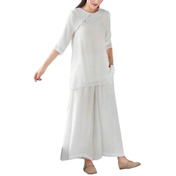 商品名:  Arlita Women's Martial Arts Suit Tai Chi Uniform Chinese Cotton &amp; Linen Yoga Suit (3/4 Sleeve-White, Small)ブラン...