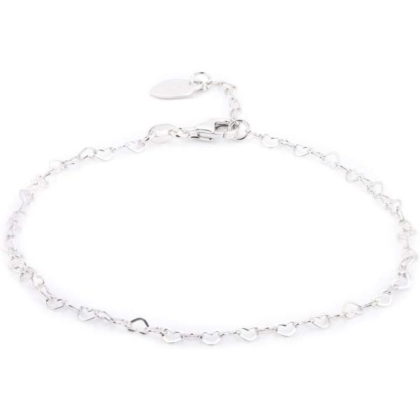 商品名Vanbelle スターリングシルバー ジュエリー インターリンク オープンハート アンクレット ロジウムメッキ レディース ガールズVanbelle Sterling Silver Jewelry - Rhodium Plated ...