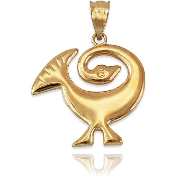 商品名10K イエローゴールド アフリカンアディンクラサンコファペンダントネックレス, 金属,10K Yellow Gold African Adinkra Sankofa Pendant Necklace (Pendant only)ブラ...