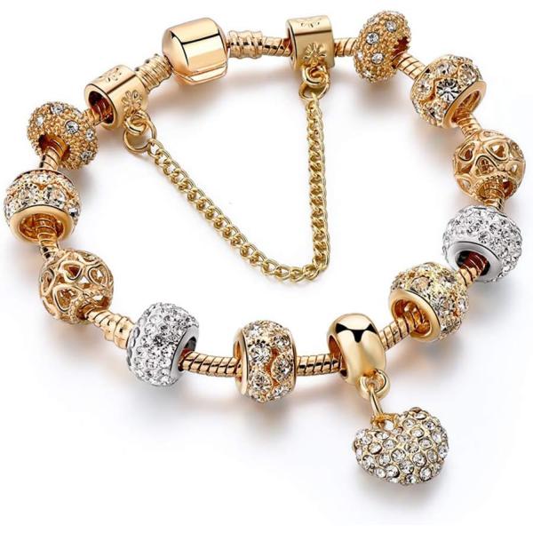 商品名La Raffine ラグジュアリー クリスタル ハート チャーム ブレスレット&amp;バングル ゴールドブレスレット レディース ジュエリー Pulseira フェミニナ ブレスレット ギフト バレンタイン/誕生日/記念日/母の日...
