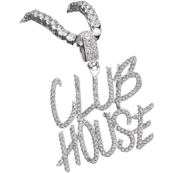 商品名カスタム筆記体ネームネックレス アイスアウト アルファベットスクリプト バブルイニシャルペンダント パーソナライズ 2列 A-Z/0-9の数字のダイヤモンドネックレス テニスチェーン/ロープチェーン付き レディース メンズ シルバーゴ...