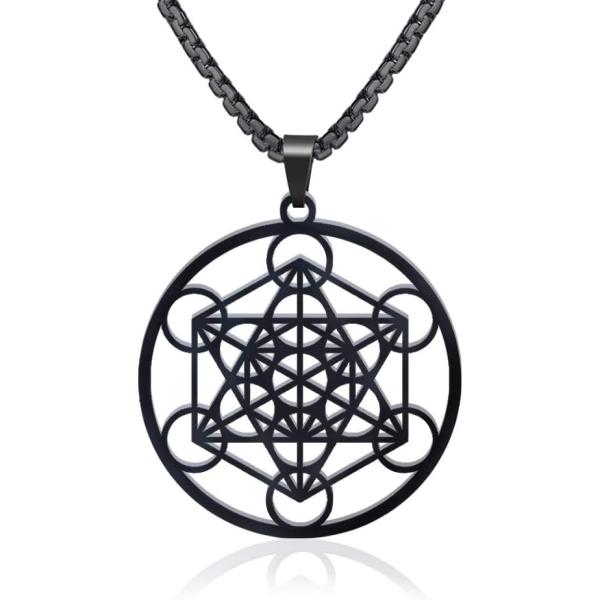 商品名FLYUN メタトロンキューブペンダント メンズ メンズ メタトロンキューブネックレス 神聖なジオメトリシールズ 大天使天使天使ネックレス, ステンレス鋼FLYUN Metatron’s Cube Pendant for Men Wo...
