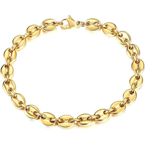 商品名Trendsmax 7mm コーヒー豆リンクチェーンブレスレット ゴールドメッキ ステンレススチール ツイストロープチェーンブレスレット 男女兼用 7〜9インチTrendsmax 7mm Coffee Beans Link Chain...