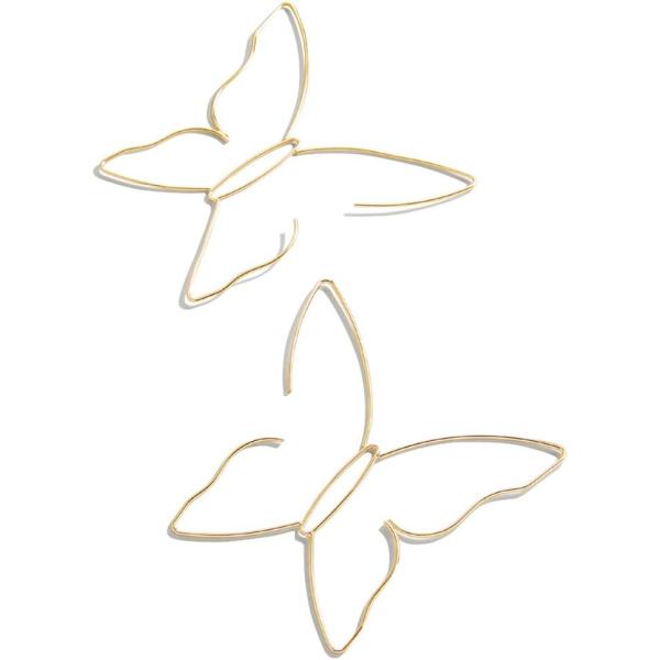 商品名D.Rosse 大きなボヘミアンホローラインバタフライイヤリング ゴールドドロップダングルビーチイヤリング シンプルでスタイリッシュ、上品なペンダント シルバーフープイヤリング 女性と女の子用 ゴールドLarge Boho Hollo...