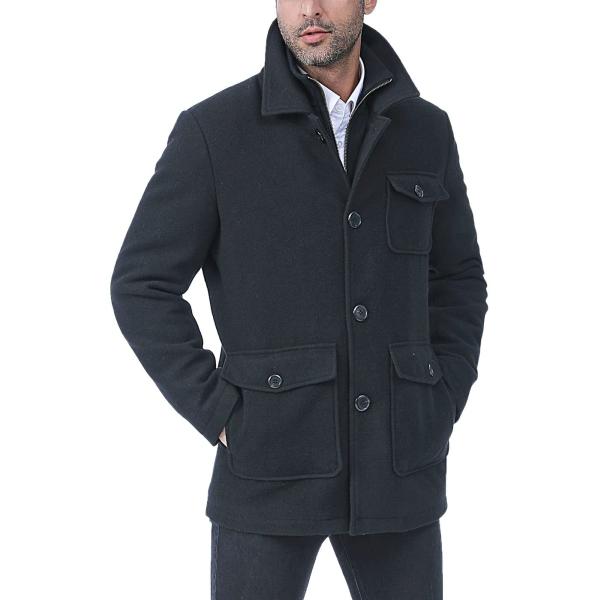 商品名:  BGSD Men Calvin Wool Blend Single Breasted Walking Car Coat with Removable Bib (Also available in Big and Tall), B...