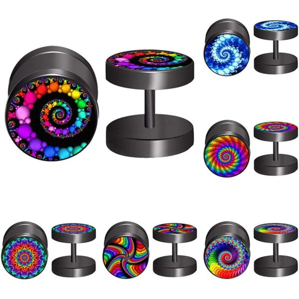 商品名FLYUN メンズ イヤリング フェイクゲージイヤリング フェイクゲージ フェイクプラグイヤリング ブラックイヤリング メンズ サージカルスチール メンズイヤリング フラワーイヤリング 6組, ステンレス鋼FLYUN 6Pairs S...