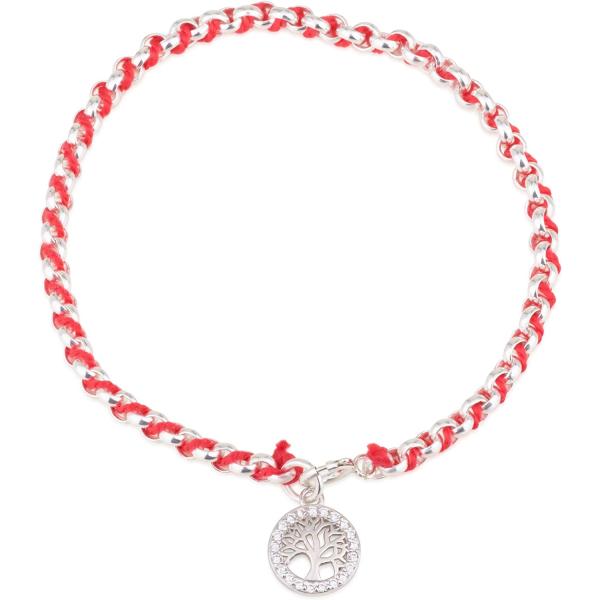 商品名Faith Jewelry 聖地 レッドロープ ブレスレット: スターリングシルバー 925 ロジウム 7インチチェーンKabbalah Red String Bracelet, 925 Sterling Silver Tree of...