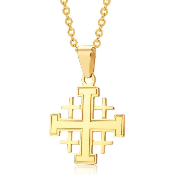 商品名Hisatan Stainless Steel Jerusalem Crusaders Knights Templar Cross Pendant Necklace for Men Women,Free 24"" Chainブランド：...