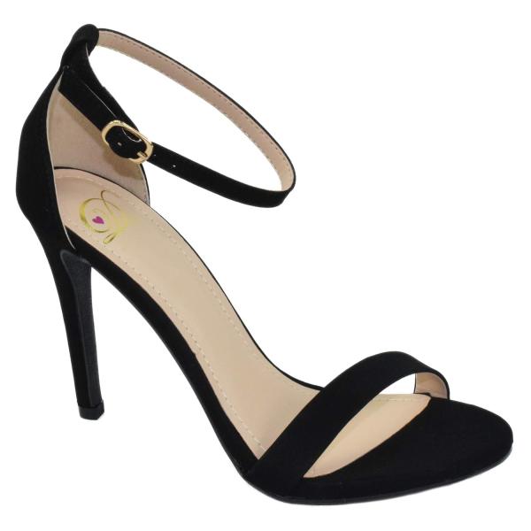 商品名: Delicious Shoes レディース アンクルストラップ ハイヒール オープントゥ フォーマル/カジュアルドレスサンダル Jaiden, ブラックスエード, 24 Delicious Shoes Women Ankle St...