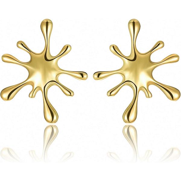商品名Lotus Fun S925 Sterling Silver Earrings Splashing Metal Stud Earrings for Women and Girls, Creative Handmade Unique J...