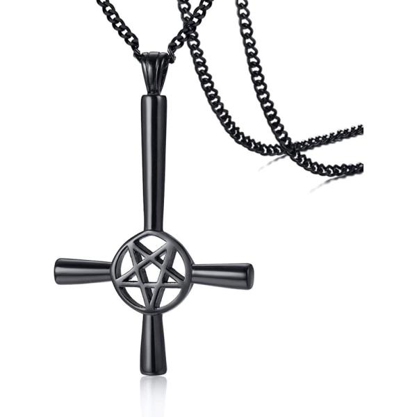 商品名UMtrade ウィッカジュエリー ステンレススチール 宗教 五芒星ペンダント 逆さま 十字架 悪魔ネックレス ブラックUMtrade Satanism Jewelry Stainless Steel Religious Pentac...