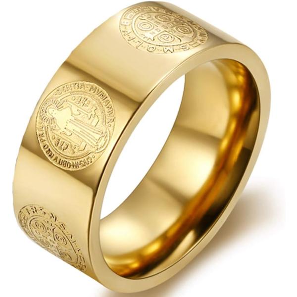 商品名8mm ステンレススチール 聖ベネディクト エクソシズムリング イエス 十字架 魔除け CSBP, 金属Jude Jewelers 8mm Stainless Steel Saint Benedict Exorcism Ring Je...