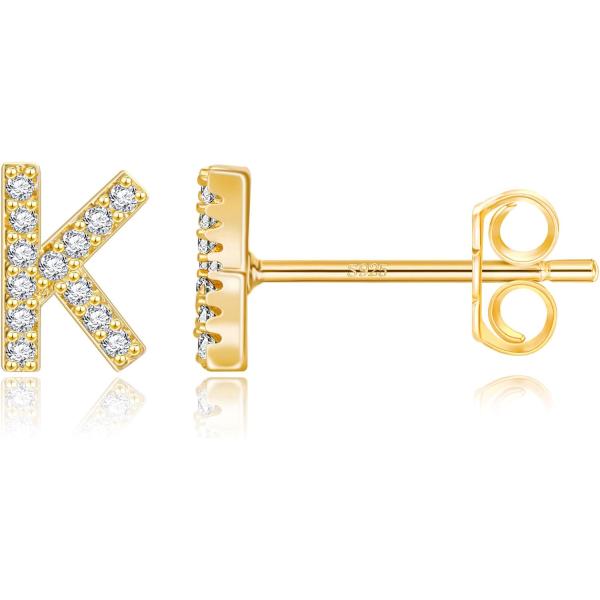 商品名MONOOC女の子用イニシャルスタッドピアス S925スターリングシルバー ポスト キュービックジルコニア スタッドピアス 14K ローズゴールドメッキ イニシャルスタッドイヤリング 女の子用 低刺激性 レディース 赤ちゃん 女の子 ...