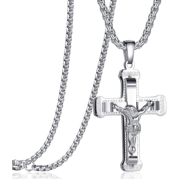 商品名Rehoboth Jesus Christ on INRI十字架クロスペンダントネックレス 男の子 レディース メンズ 24インチステンレススチールチェーン付きRehoboth Stainless Steel Jesus Christ...