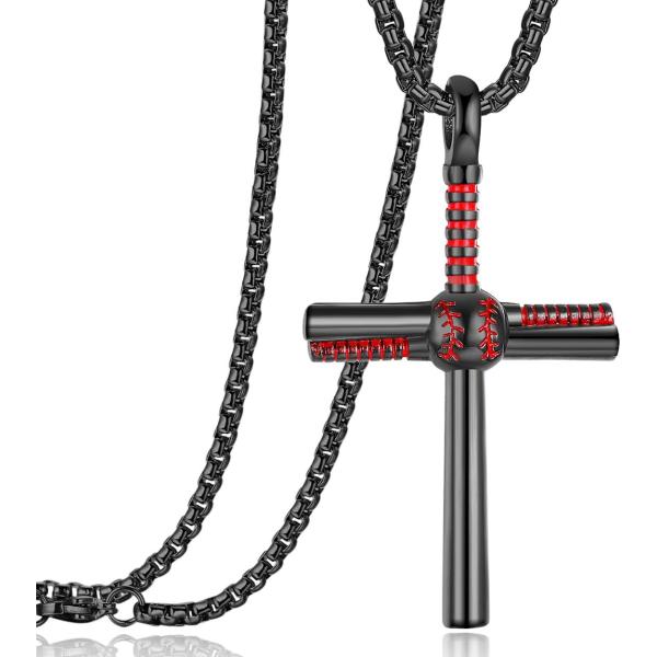 商品名Rehoboth 野球バットクロスペンダントネックレス 男の子 メンズ レディース 22インチ+2インチの調節可能なステンレススチールチェーン ブラック ゴールド シルバー, 金属, 該当なしRehoboth Men's Stainl...