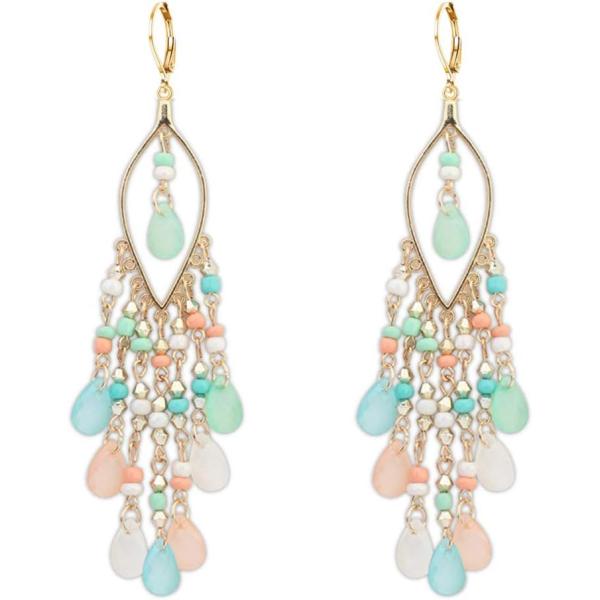 商品名Leverback Dangling Earrings Bohemian Beaded Crystal Tassel Boho Women Girls Teardrop Gold Plated Colorブランド：leverback商...