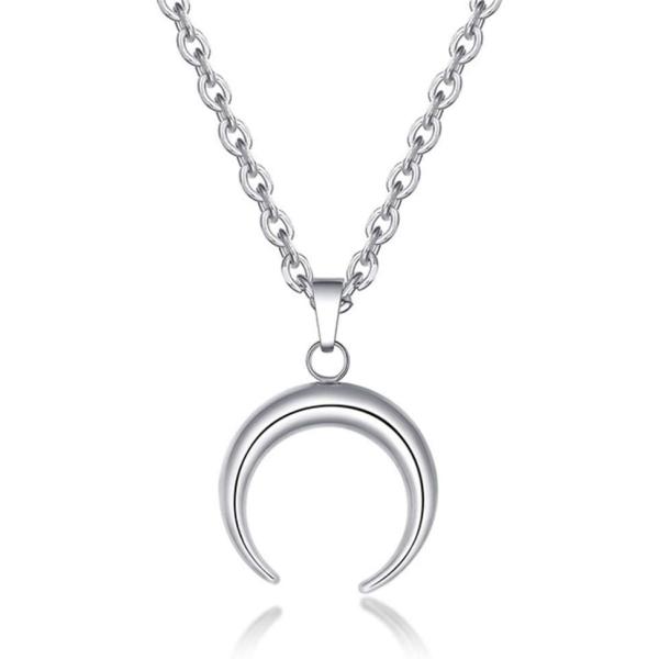 商品名ハーフムーンネックレス レディース メンズ ティーンガールズ ステンレススチール シルバー ボーホー Kpop ヒップホップ パンクスタイル 上品なボヘミアユニークなビーチチャーム 三日月メニカス ペンダントネックレス ガールフレンド...