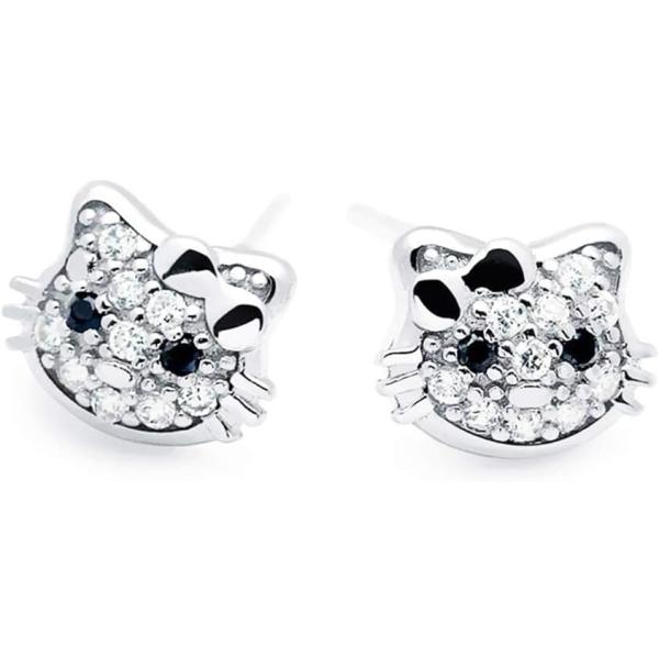 商品名Baobei レディースシルバーイヤリング スターリングシルバー ブルーアイ キュービックジルコニア かわいい猫 愛 スタッドピアス レディース ガールズ 友情 キュートデザイン 誕生日プレゼント, スターリングシルバー, キュービッ...